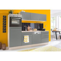 Optifit K&uuml;che &raquo;Bern&laquo; Breite 240 cm, ohne E-Ger&auml;te, St&auml;rke der Arbeitsplatte w&auml;hlbar grau B/H/T: 240cm x 60cm, 38mm Arbeitsplatte