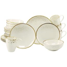 Creatable Kombiservice &raquo;Nature Collection, Service, 20-tlg.&laquo; Handgemalte Sprenkel und R&auml;nder, Reaktivglasur wei&szlig; Steinzeug 20