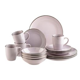 M&auml;ser M&Auml;SER Kombiservice &raquo;METALLIC RIM, Geschirr-Set, Steinzeug&laquo; rosa Steinzeug 16 Stk.