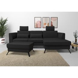 Sit & More sit&more Ecksofa &raquo;Olsen L-Form&laquo; inklusive Sitztiefenverstellung, optional Schlaffunktion, 15cm hoch schwarz 100% Polyester B/H/T: 261cm x 88cm x 172cm