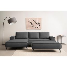 OTTO home Wohnlandschaft &raquo;TVINNU Leinenoptik, L-Form, 275 cm, mit Hocker&laquo; stellbar zum Schlafsofa (Krokodilverbinder) B/H/T: 275cm x 83cm x 173cm, 