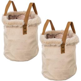 Creativ home Organizer &raquo;Weihnachtsdeko&laquo; mit Kunstfellrand und Henkel, H&ouml;he 20 cm, auch als &Uuml;bertopf geeignet braun Polyester Einheitsgr&ouml;&szlig;e
