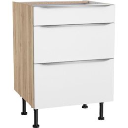 KOCHSTATION Unterschrank &raquo;KS-Aken&laquo; wei&szlig; wildeiche Nachbildung, B/H/T: 60cm x 87cm x 58,4cm