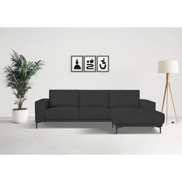 OTTO home Ecksofa &raquo;OLAND Flachgewebe L-Form, B: 280 cm, Skandi-Design&laquo; L-Form, 280 cm, Wellenunterfederung, Skandi-Design, Metallf&uuml;&szlig;e grau 100% 