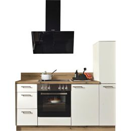 KOCHSTATION K&uuml;che &raquo;"KS-Scafa", mit h&ouml;henverstellbaren F&uuml;&szlig;en&laquo; vormontiert, wahlweise mit E-Ger&auml;ten, Stellbreite 180 cm wei&szlig; B/H/T: 180cm x 58cm, ohne E
