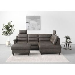 Sit & More sit&more Ecksofa &raquo;Far&ouml; L-Form&laquo; inklusive Federkern, wahlweise mit Schlaffunktion und Bettkasten braun B/H/T: 251cm x 90cm x 187cm, Microfaser, 