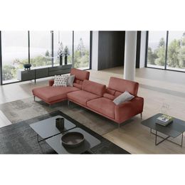 Egoitaliano Ecksofa &raquo;Masu, Design trifft sensationellen Sitzkomfort, Breite 277cm, L-Form&laquo; inkl. 2 Kissenrollen, R&uuml;ckenelemente manuell verstellbar, Metallf&uuml;&szlig;e 