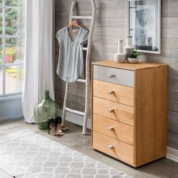 Wiemann Schubkastenkommode &raquo;Kiruna&laquo; vormontiert braun Floatglas, Holz teilmassiv B/H/T: 60cm x 86cm x 43cm, Eiche