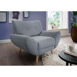 Home Affaire Sessel &raquo;Basta komfortable Wellenunterfederung, Breite 112cm&laquo; blau (100% Polyester) Struktur fein (100% Polyester) Chenille Chenille-