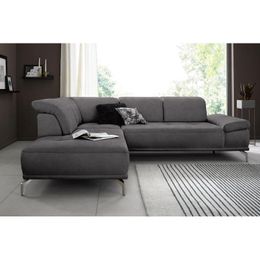 OTTO home Ecksofa &raquo;Caluna&laquo; Inkl.Sitztiefenverstellung, wahlweise mit Kopf- und Armteilverstellung grau Luxus-Microfaser Vintageoptik (100% Polyester);