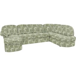DOMO collection Wohnlandschaft &raquo;Pegnitz, zeitlos&modern, elegante R&uuml;ckensteppung, Breite 292cm, U-Form&laquo; wahlweise mit Bettfunktion gr&uuml;n 100% Polyester