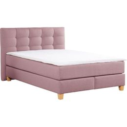 Home Affaire Boxspringbett &raquo;Moulay&laquo; inkl. Topper, in &Uuml;berl&auml;nge 220 cm, 3 H&auml;rtegrade, auch in H4 lila Struktur fein, Liegefl&auml;che B/L: 140cm x 220cm 