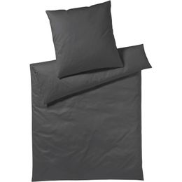 Elegante Bettw&auml;sche &raquo;Solid Jersey&laquo; 2 Stk. angenehmes Hautgef&uuml;hl grau Mako-Satin, Obermaterial: 100% Baumwolle B/L: 135cm x 200cm, 1 Stk., 1 Stk., Mako-Satin, B