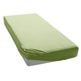 Elegante Spannbettlaken &raquo;Mako-Jersey&laquo; in hochwertiger Qualit&auml;t mit Elasthan-Anteil gr&uuml;n Mako-Jersey, Obermaterial: 97% Baumwolle, 3% Elasthan 1 Stk., Mako-