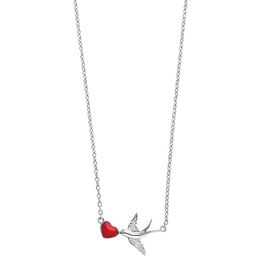 Herzengel Damen Kette mit Anh&auml;nger &raquo;Herz und Schwalbe&laquo; mit Emaille bunt Silber 925 (Sterlingsilber), L: 42