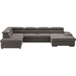 Sit & More sit&more Wohnlandschaft &raquo;Alcudia U-Form&laquo; wahlweise mit Schlaffunktion braun 100% Polyester B/H/T: 349cm x 73cm x 226cm, Luxus-Microfaser Euphoria, 