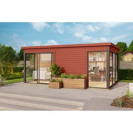 Lasita Maja Gartenhaus &raquo;DOMEO 3&laquo; 2-Raum rot Massivholz Fu&szlig;boden im Gartenhaus, ohne Dacheindeckung