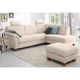 OTTO home Ecksofa &raquo;Borkum L-Form, B: 249 cm - OTTO. Verl&auml;ssliche Qualit&auml;t.&laquo; optional Schlaffunktion, Federkern beige Struktur (100% Polyester);Luxus-