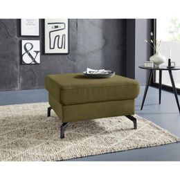 Sit & More sit&more Hocker &raquo;Percy&laquo; Fu&szlig;h&ouml;he 12 cm, wahlweise mit unterschiedlichen Fu&szlig;farben gr&uuml;n B/H/T: 72cm x 43cm x 72cm, Luxus-Microfaser Paris,mit schwarzem 