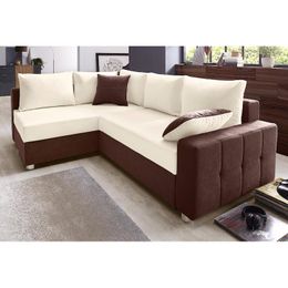 Collection AB Ecksofa &raquo;Parma L-Form, B: 224 cm&laquo; Schlaffunktion, Bettkasten & 2 Zierkissen, Federkern braun Kunstleder SOFTLUX / Struktur (80% 