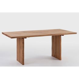 massivline&more Esstisch &raquo;Oviedo&laquo; aus Massivholz mit nat&uuml;rlich gewachsener Baumkante braun B/H/T: 140cm x 75cm x 90cm