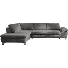 Die PlanBar Ecksofa &raquo;Ottomane MP-IN14007 L-Form, Breite 306 cm&laquo; wahlweise mit Schlaffunktion und verstellbaren Kopfst&uuml;tzen, in Cord grau 100% 