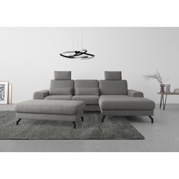 Sit & More sit&more Ecksofa &raquo;Cinturo L-Form&laquo; inklusive Sitztiefenverstellung und Federkern, Sitzh&ouml;he 45 cm grau B/H/T: 283cm x 88cm x 175cm, Soft clean,mega-