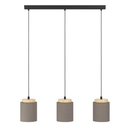 Eglo H&auml;ngeleuchte &raquo;ALBARIZA Pendellampe, Stahl, Holz, Textil, IP20, E27, Wohnzimmerlampe&laquo; E27 1 Stk. Elegante H&auml;ngelampe f&uuml;r Esszimmer, K&uuml;che oder 