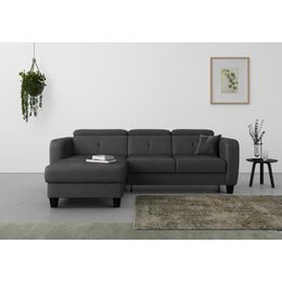 Sit & More sit&more Ecksofa &raquo;Belluci L-Form&laquo; inklusive Federkern, wahlweise mit Schlaffunktion und Bettkasten grau B/H/T: 247cm x 85cm x 170cm, Luxus-Microfaser 