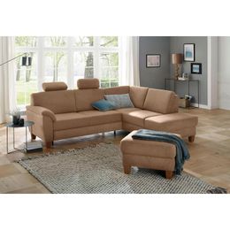 OTTO home Ecksofa &raquo;Alta L-Form&laquo; mit Federkern und Kontrastnaht, F&uuml;&szlig;e Buche eichefarben braun Struktur ( 100% Polyester);Struktur fein ( 100% Polyester