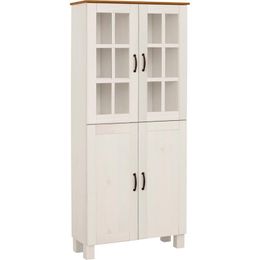 Home Affaire Hochschrank &raquo;Rodby&laquo; FSC -zertifiziertes Massivholz, Breite 75cm, H&ouml;he 170cm wei&szlig; Massivholz wei&szlig;, B/H/T: 75cm x 170cm x 30cm, T&uuml;ren: 4 