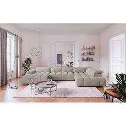 COTTA Wohnlandschaft &raquo;Orion U-Form, B: 409 cm&laquo; mit Kopfteilverstellung & 6 Nierenkissen beige 100% Polyester B/H/T: 409cm x 73cm x 225cm, Struktur 