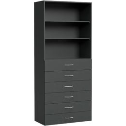 wimex Standregal &raquo;Multiraumkonzept&laquo; planbar und erweiterbar grau Holzwerkstoff B/H/T: 80cm x 185cm x 40cm, 3 Stk.