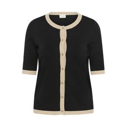 KAFFE CURVE Knit Cardigan female size M Beige / Black