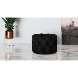 Home Affaire Hocker &raquo;FOLLINA&laquo; Polsterhocker mit klassischer Chesterfield-Knopfheftung schwarz 100% Polyester B/H/T: 60cm x 39cm x 60cm, Samtvelours, 