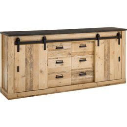 Home Affaire Sideboard &raquo;Sherwood, Kommode im Industrial-Style, Schrank, Stauraumelement&laquo; mit Scheunentorbeschlag & Apothekergriffen, in 2 Farben 