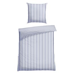 Schiesser Wendebettw&auml;sche &raquo;Marie aus weicher Baumwolle und Streifen Allover&laquo; 2 Stk. MADE IN GREEN by OEKO-TEX blau Feinbiber, Obermaterial: 100% Baumwolle B/L: 
