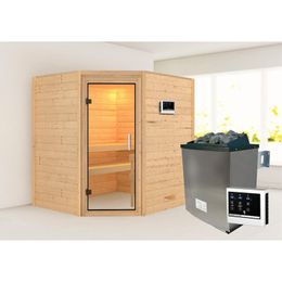 Karibu Sauna &raquo;Mia (Fronteinstieg)&laquo; Ofen 9 KW externe Strg easy beige (ohne Ofen)