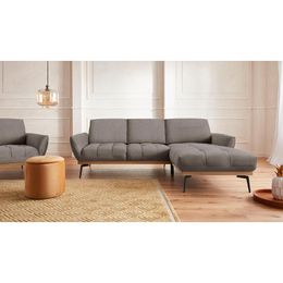 exxpo - sofa fashion Ecksofa &raquo;Palic, inkl. R&uuml;ckenverstellung, bequem, elegant, Breite 245cm, L-Form&laquo; vom Sofa zum Hochlehner. Hohe F&uuml;&szlig;e und Holzblende