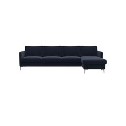 FLEXLUX Ecksofa &raquo;Fiore, L-Form, bequem und komfortabel durch hochwertigem Sitzaufbau&laquo; schmale Armlehnen, Kaltschaum, F&uuml;&szlig;e Alu blau B/H/T: 280cm x 85cm