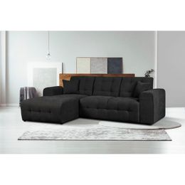 Home Affaire Ecksofa &raquo;Nosia L-Form&laquo; incl. 2 Zierkissen, mit feiner Steppung schwarz 100% Polyester B/H/T: 234cm x 85cm x 163cm, Samtvelours, Recamiere
