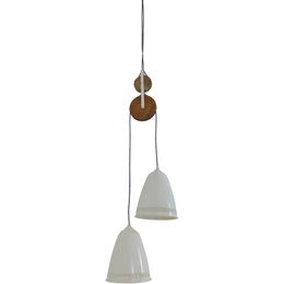 N&auml;ve n&auml;ve Pendelleuchte &raquo;Jaipur&laquo; E27 Holzelement aus Mangobaum elfenbeinfarbene Gegenzug-Pendelleuchte E27 beige 2, &Oslash; 21cm H: 110cm