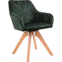 Salesfever Armlehnstuhl &raquo;V&auml;xj&ouml; - Esszimmerstuhl Komfort und Stil&laquo; () 1 Stk.Sitzkomfort neu definiert: 180&deg; Drehplatte inklusive! gr&uuml;n Samtvelours (100