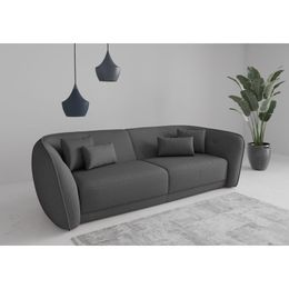 Sit & More sit&more Big-Sofa &raquo;Neapel&laquo; grau 95%Polyester 5%Polyamid B/H/T: 290cm x 86cm x 121cm, Flachgewebe LINO, ohne Kissen