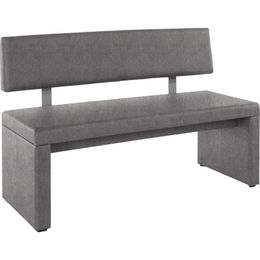 OTTO home Sitzbank &raquo;Charissa&laquo; mit Lehne, Breite 140, 160 oder 180 cm grau Holzwerkstoff, Massivholz B/H/T: 140cm x 90cm x 53cm, Strukturstoff