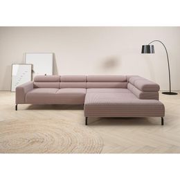 Home Affaire Ecksofa &raquo;Antonelli, L-Form, incl. Kopfteilverstellung, Breite 312 cm&laquo; ohne Sitztiefenverstellung, in Cord, ros&eacute; rosa 95% Polyester, 5% 
