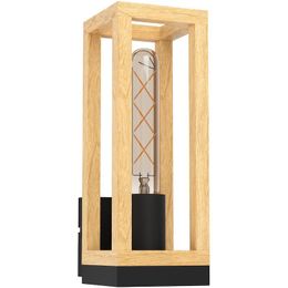 Eglo Wandleuchte &raquo;NAFFERTON Wandlampe, Vintage, Stahl und Holz, Wohnzimmerlampe, Lampe&laquo; E27 1 Stk. Wandleuchte, L10 x H28 x AL12,5 cm, schwarz, braun,