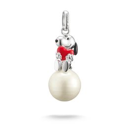 Thomas Sabo Damen Thomas Sabo Kettenanh&auml;nger &raquo;Thomas Sabo x Peanuts Anh&auml;nger Snoopy mit Herz auf Schneeball&laquo; mit Perle (imitiert) silber Perlen Silber