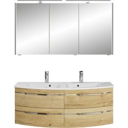 Badm&ouml;bel-Set &raquo;Badezimmer-Set 133,2 cm breit, inkl. T&uuml;rd&auml;mpfer, 3 T&uuml;ren, 4 Schubladen&laquo; Set, 2 Stk. tlg. braun Holzwerkstoff B/H/T: 133,2cmcm x 200cmcm 