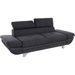 COTTA Polstergarnitur &raquo;Enterprise&laquo; Set, Set bestehend aus: 2-Sitzer mit Kopfteilverstellung & Hocker schwarz B/H/T: 214cm, Chenille-Struktur,mit 